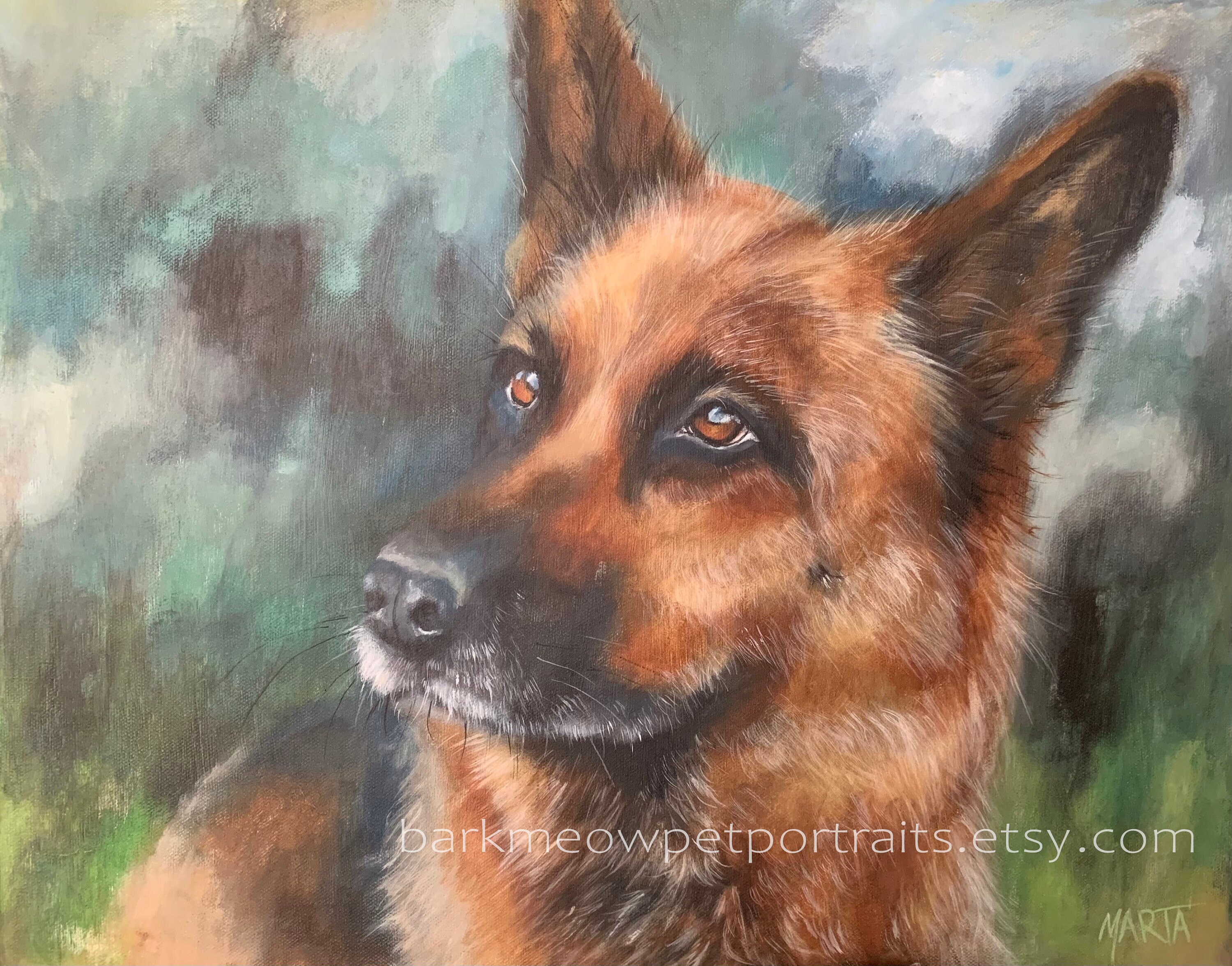Custom Dog Portrait Painting, Acrylic Pet Portraits From Photo on ...