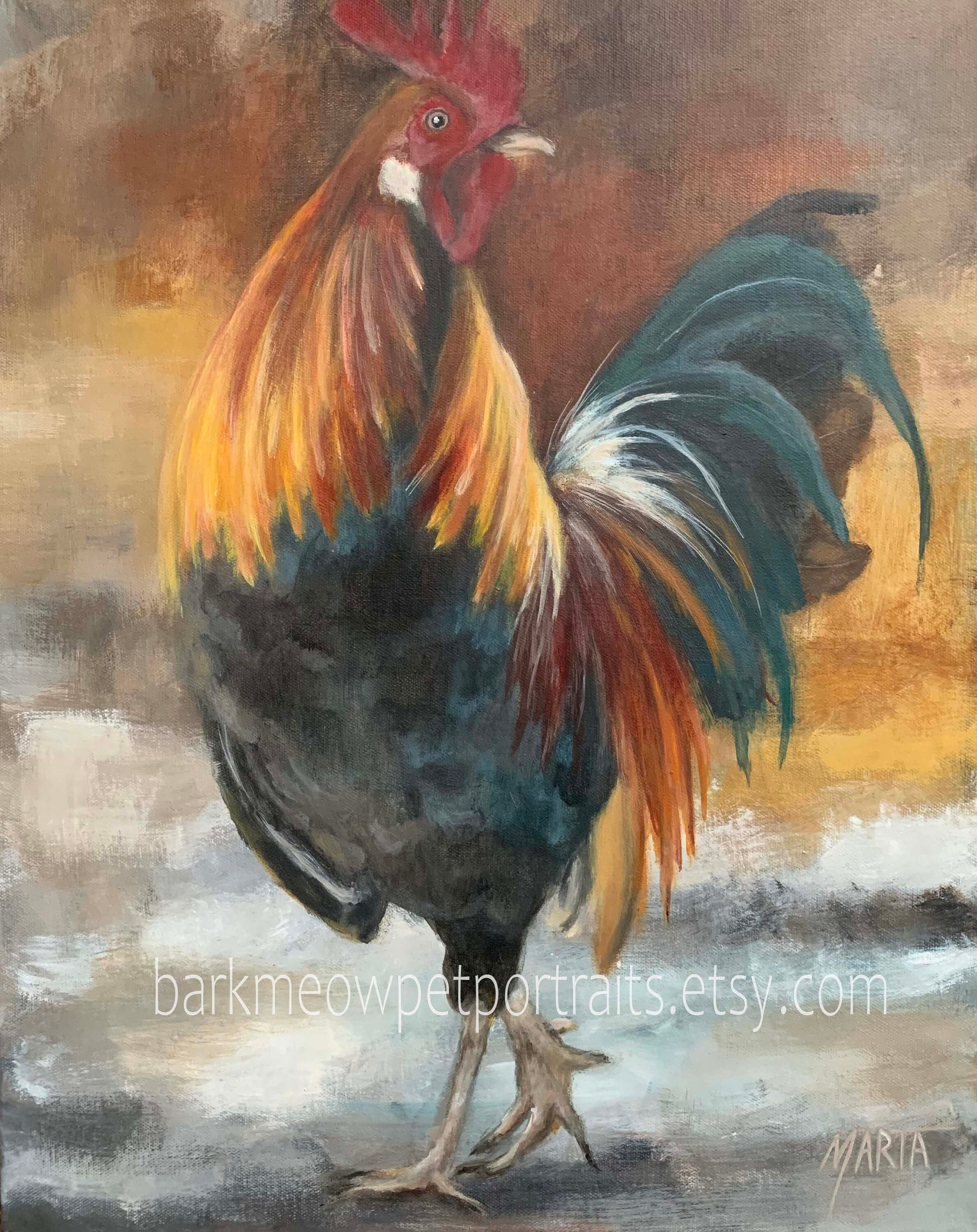 Custom Rooster Painting, Acrylic Hand Painting, the Kitchen Rooster ...