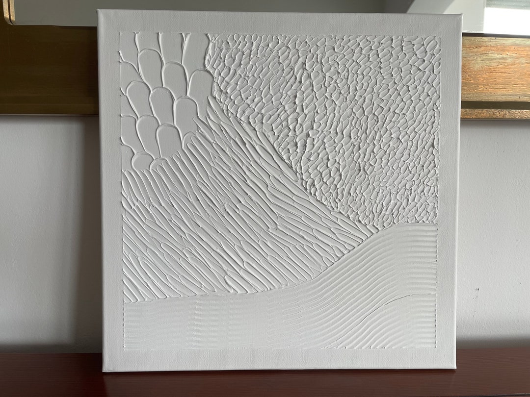 Minimalist White Textured Wall Art| 3D Wall Art| Canvas Wall Art ...
