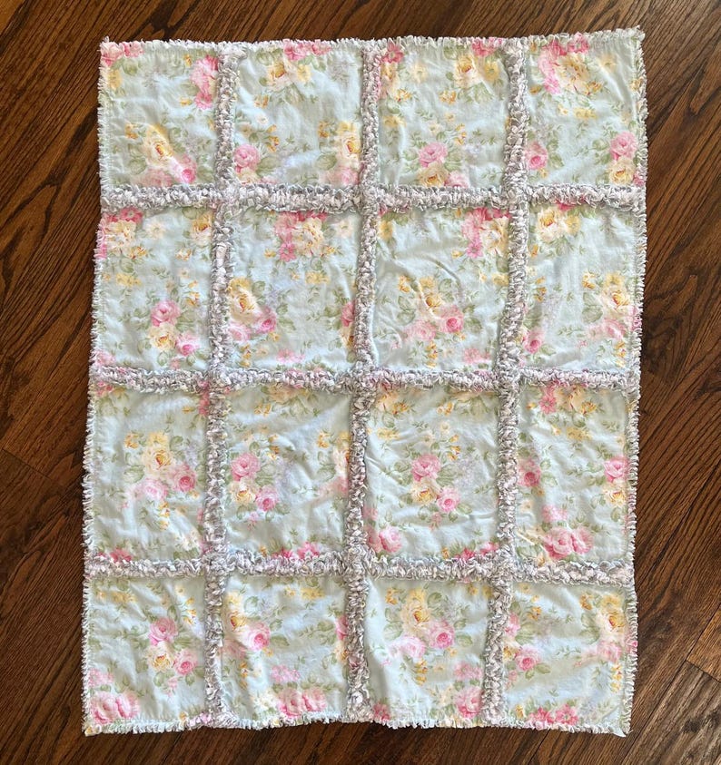 Floral Cotton and Flannel Baby Rag Quilt, 29x36 - Etsy