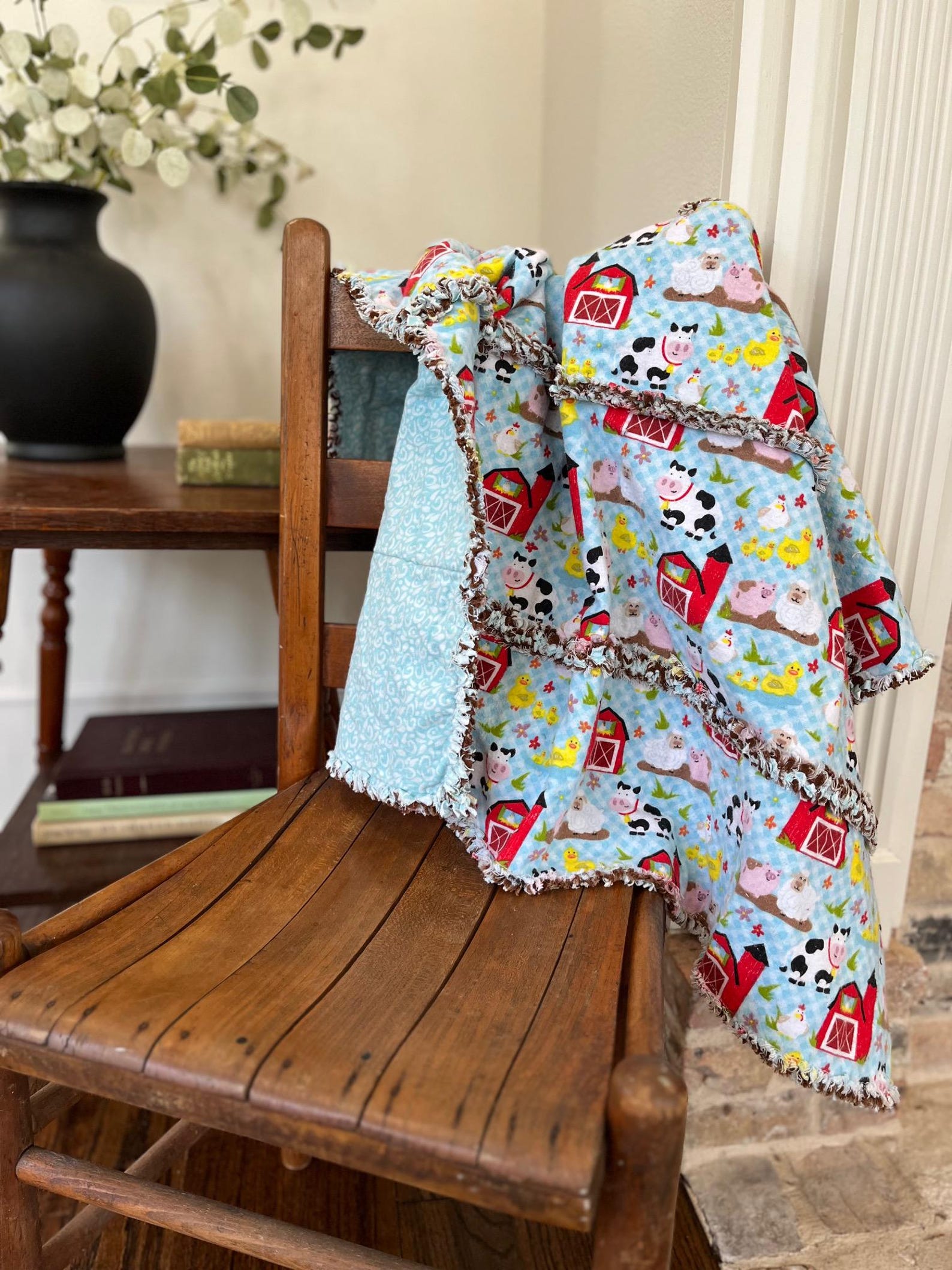 Farm Animal Red Barn Flannel Baby Rag Quilt 31X40 - Etsy