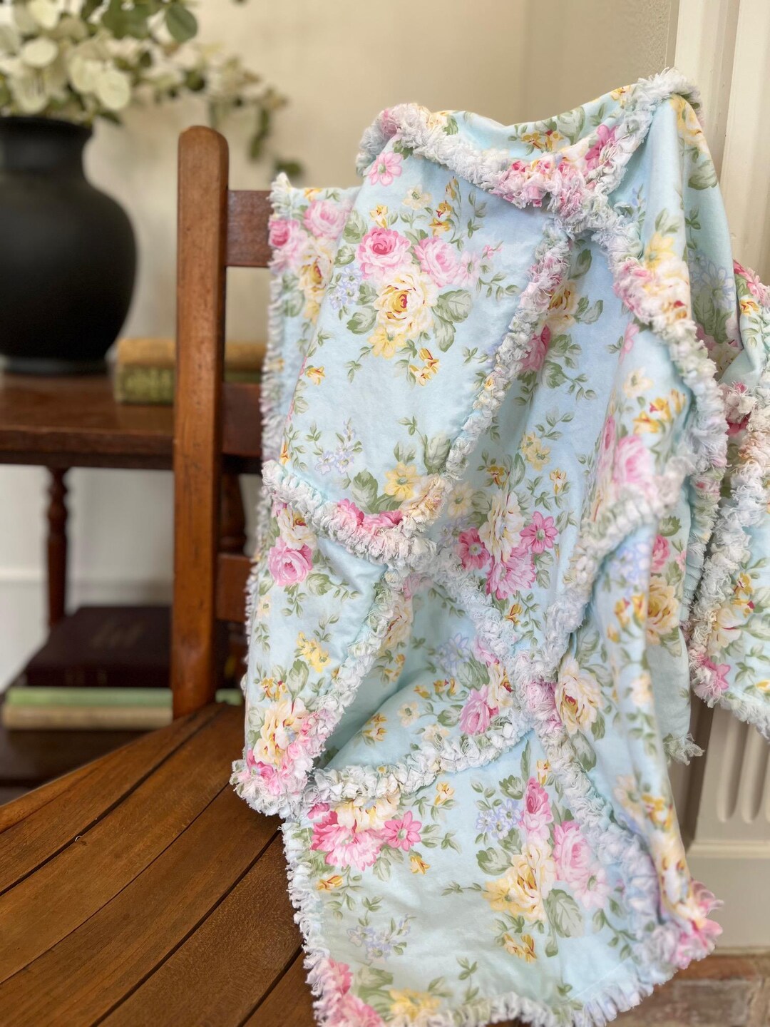 Floral Cotton and Flannel Baby Rag Quilt 30X36 - Etsy