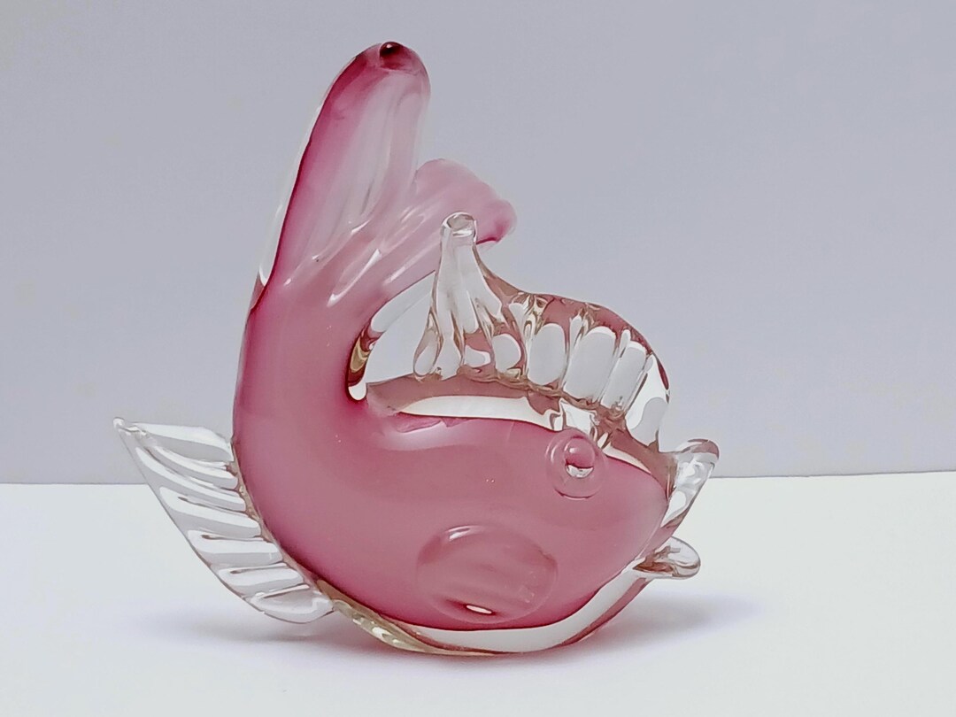 Murano Pink Opaline Glass Fish Sculpture Paperweight - Etsy