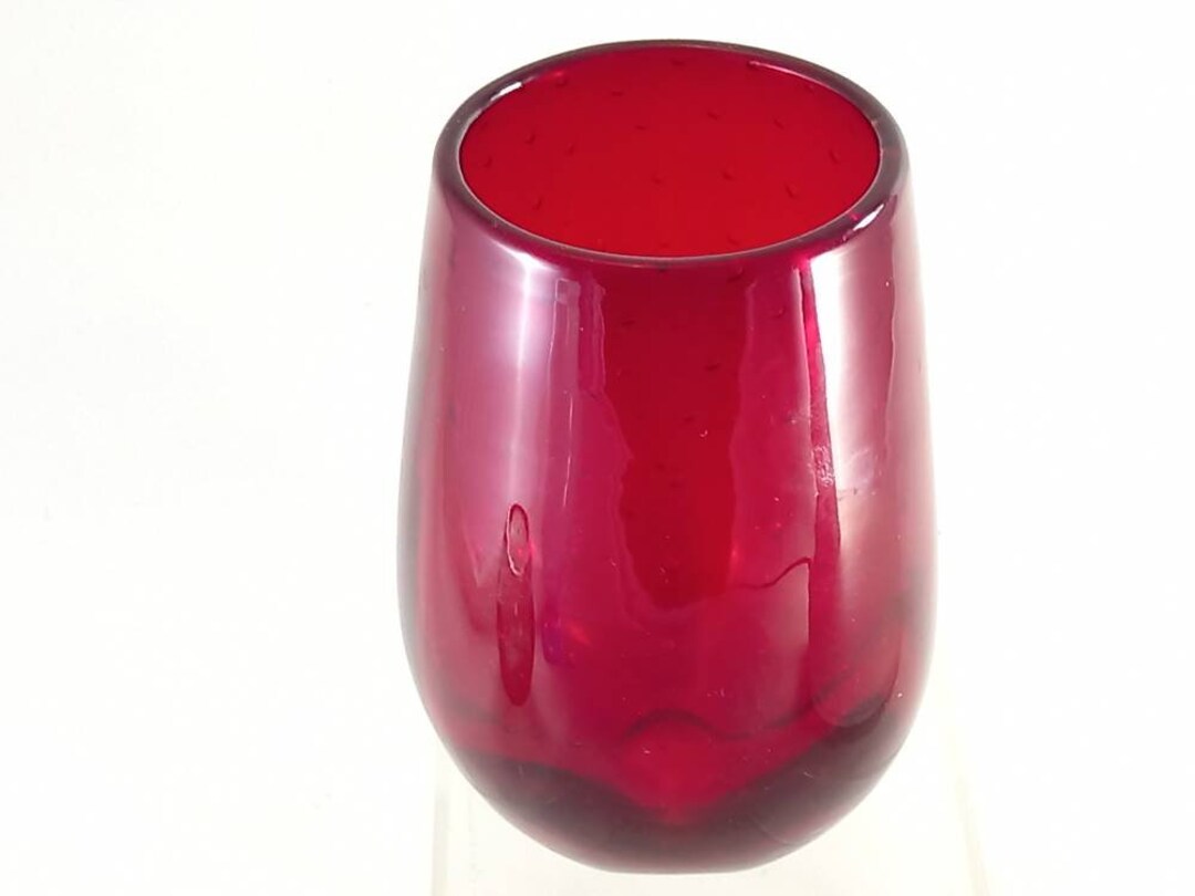 Whitefriars Ruby Red Controlled Bubble Vase - Etsy UK