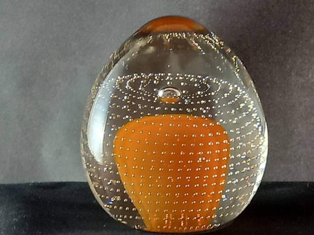 Whitefriars Tangerine Controlled Bubble Paperweight - Etsy UK