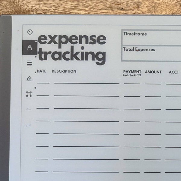 Remarkable 2 Expense Tracker - Etsy