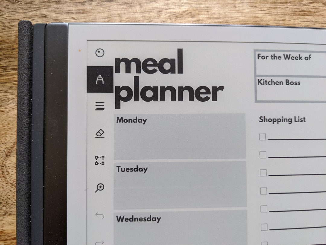 MEAL PLANNER NOTES | Remarkable 1 & 2 Template - Etsy