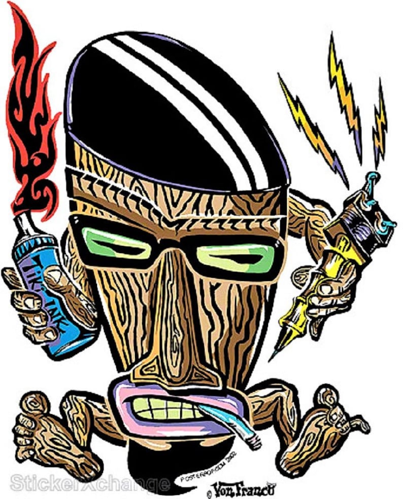 ART STICKER Beatnik Tiki by Artist Von Franco Decal VF06 - Etsy