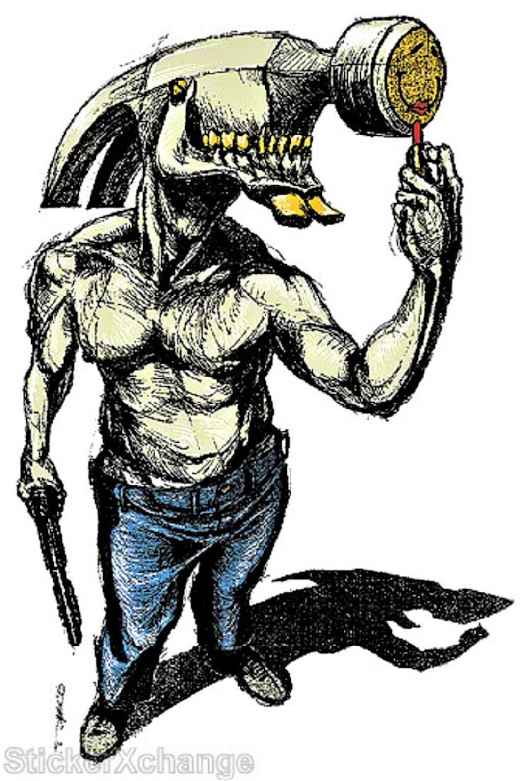 ART STICKER Hammer Head by Artist Derek Hess DH2 - Etsy