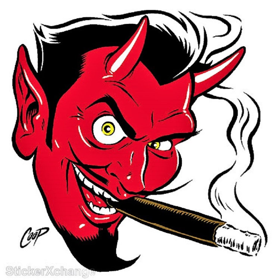 ART STICKER Coop Right Facing Devil Head Sticker Decal CP10 Classic ...