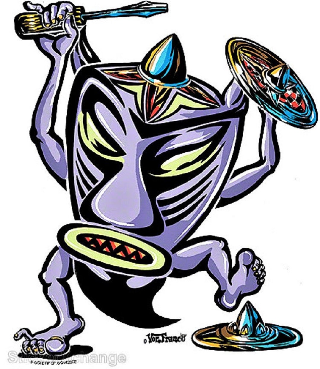 ART STICKER Hubcap Tiki by Artist Von Franco Decal VF05 - Etsy