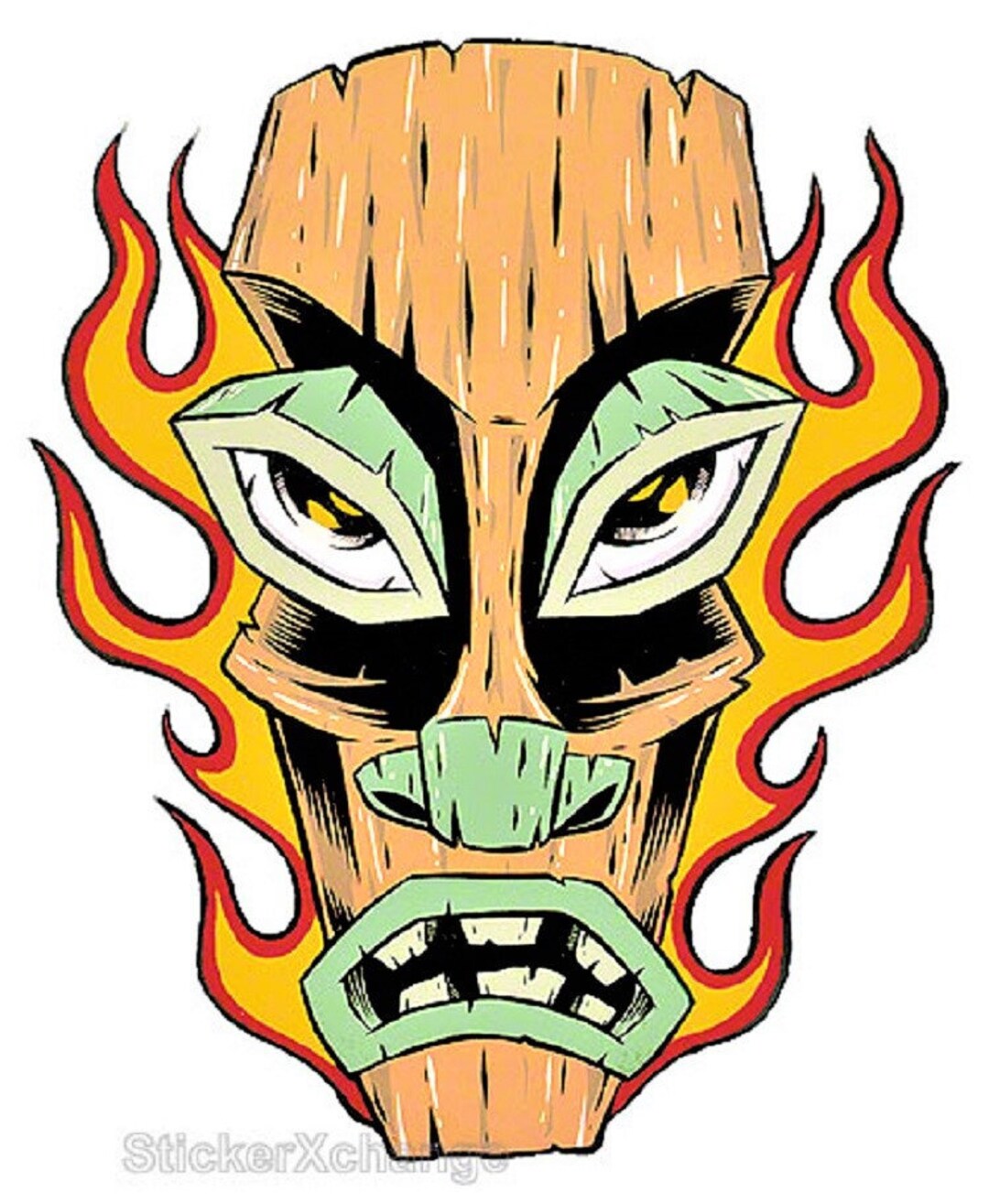 ART STICKER Flaming Tiki by Artist Alan Forbes Decal #AF16 - Etsy