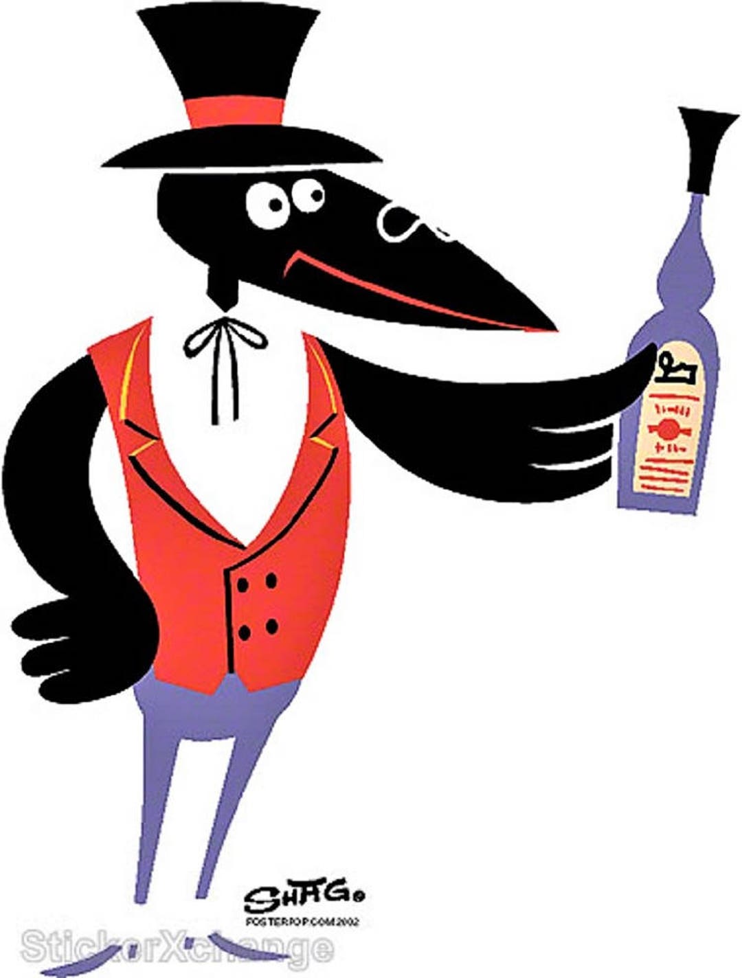 ART STICKER Drinking Crow by Artist Shag Decal #SH52 - Etsy