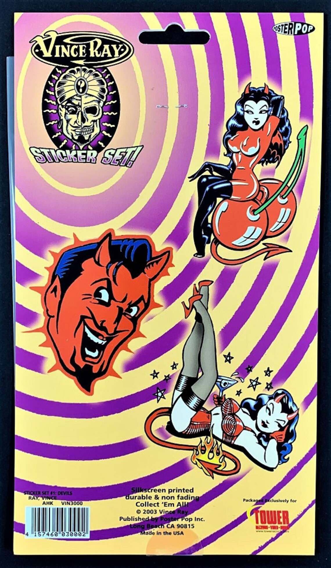 Vince Ray STICKER PACK Voodoo Devil Set of 3 Tower Records New | Etsy