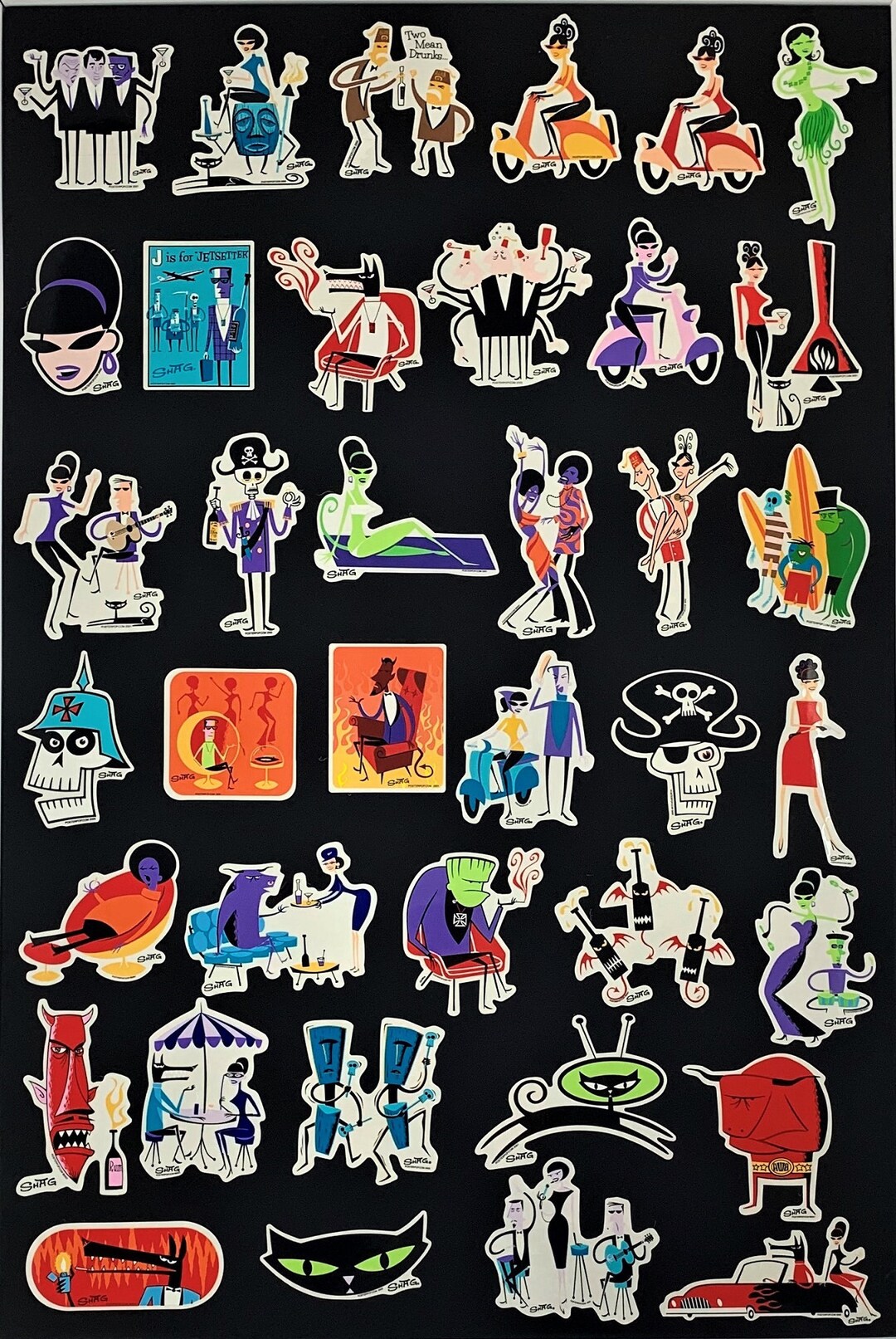 SHAG ART STICKERS Full Set of 75 Original Silkscreen First Printings ...