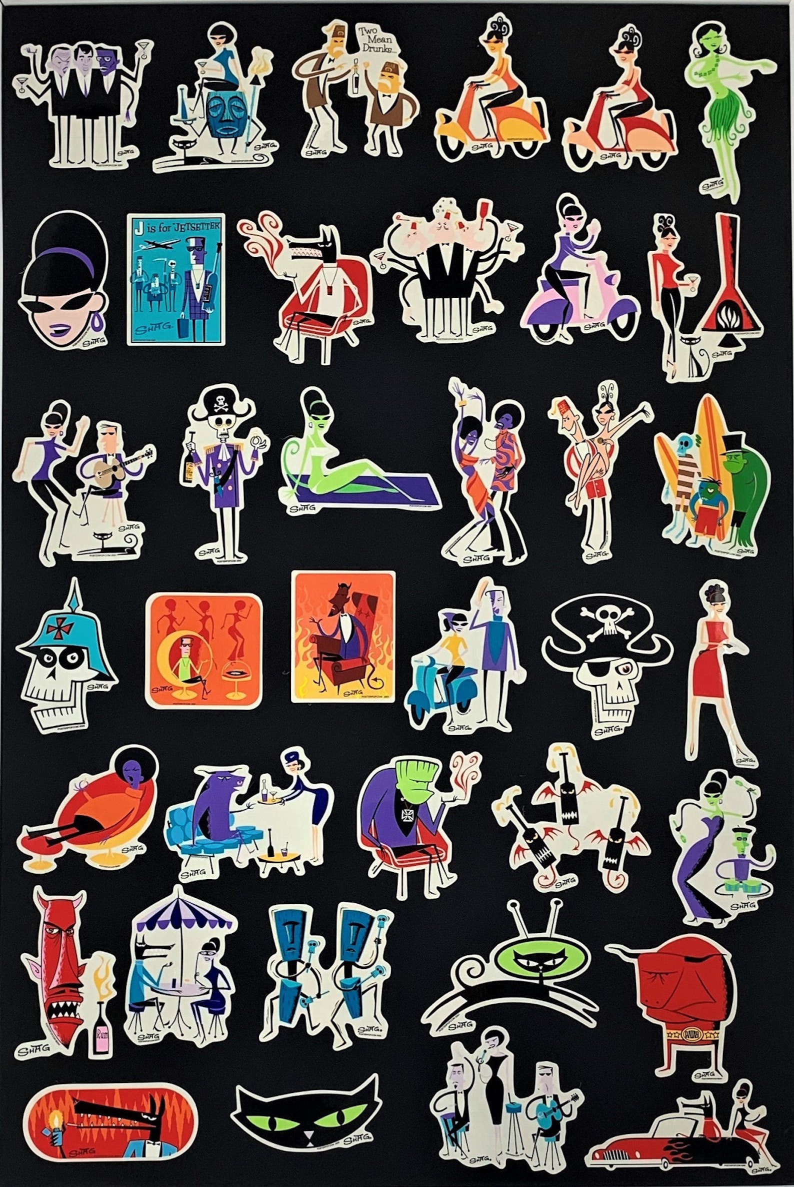 SHAG ART STICKERS Full Set of 75 Original Silkscreen First Printings ...