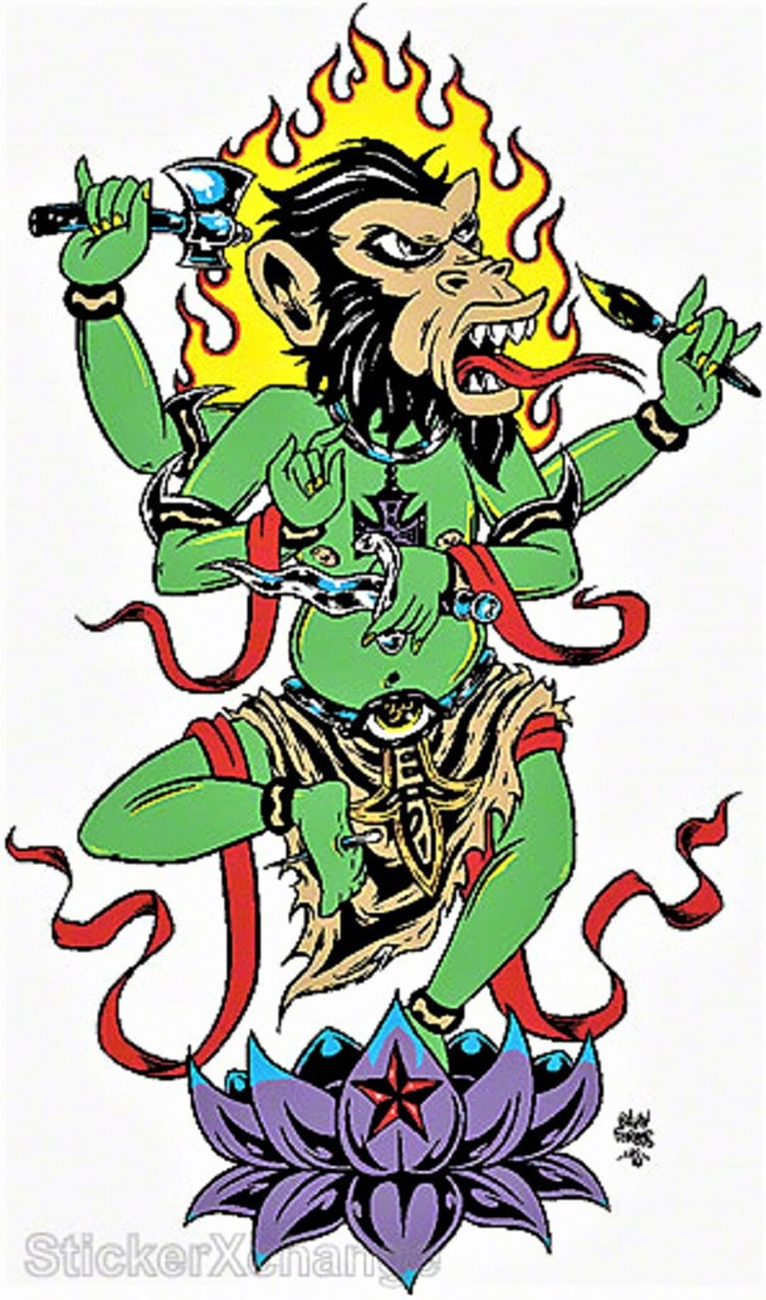 ART STICKER Monkey Krishna by Artist Alan Forbes Decal #AF19 - Etsy
