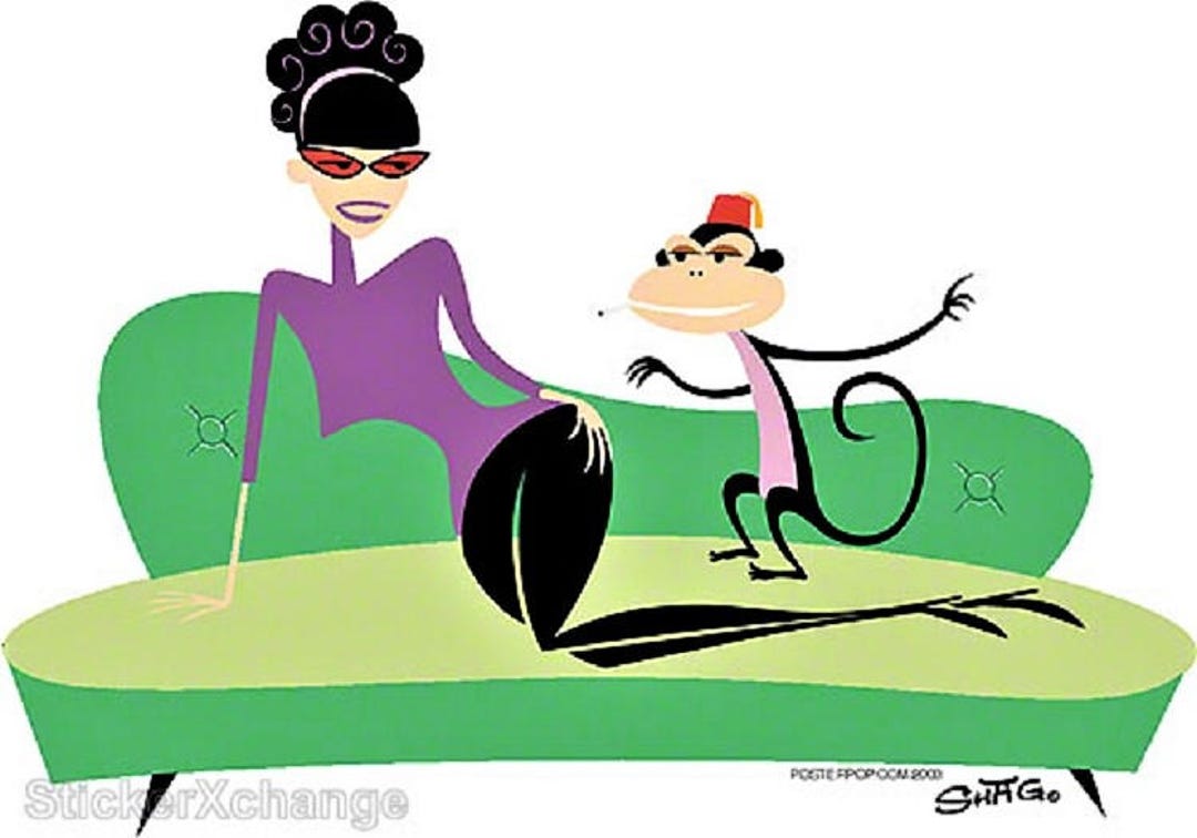 ART STICKER Girl on Coach With Monkey by Artist Shag Decal #SH71 - Etsy