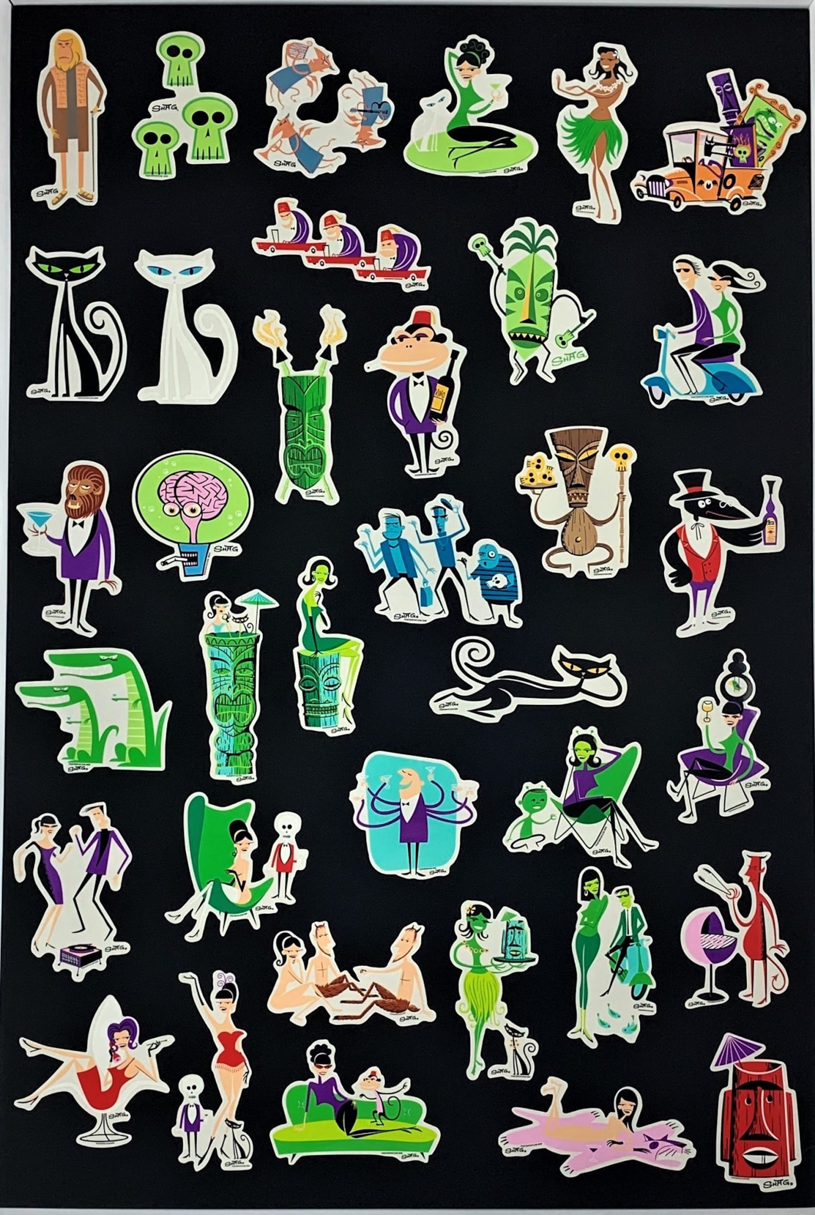 SHAG ART STICKERS Full Set of 75 Original Silkscreen First Printings ...
