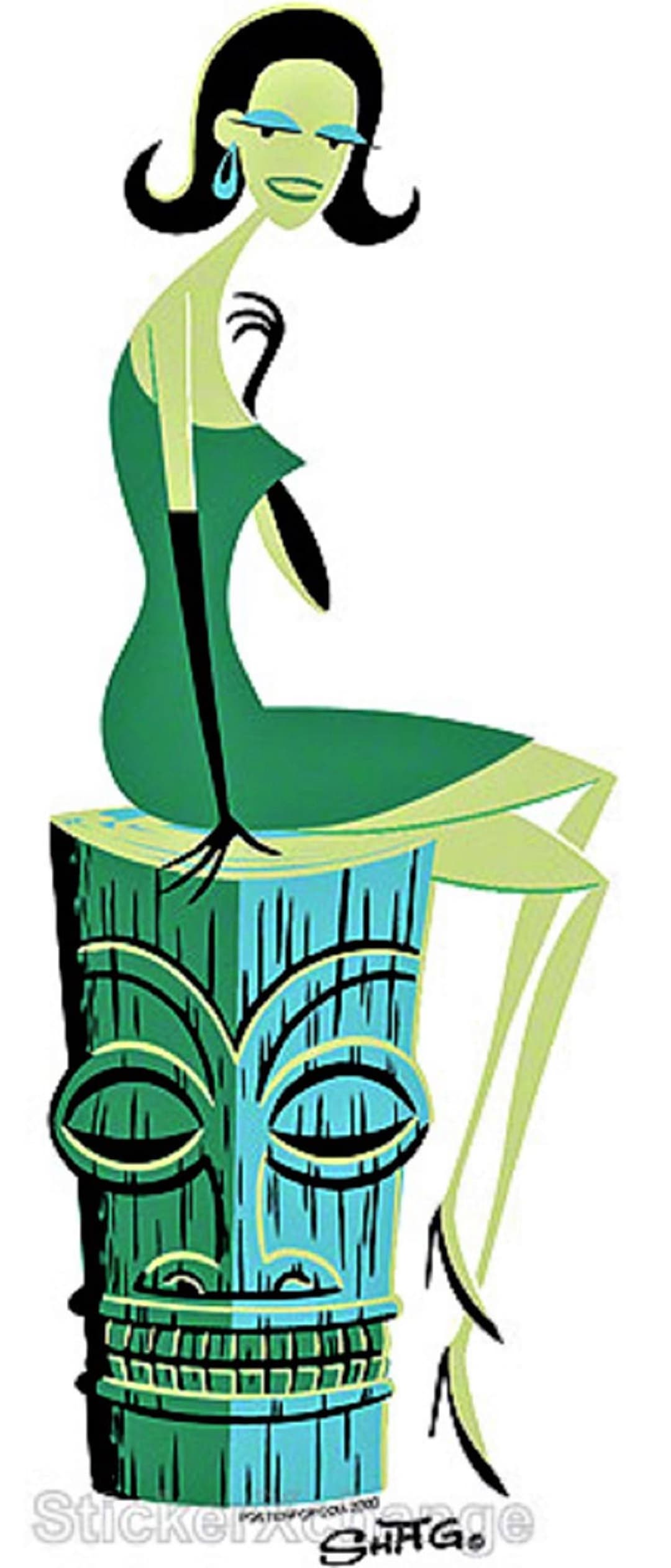 ART STICKER Woman on Tiki by Artist Shag Decal #SH62 - Etsy