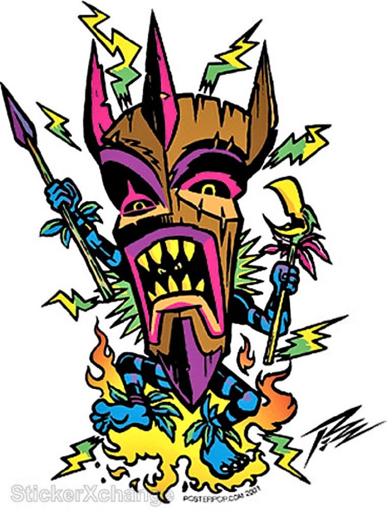 ART STICKER Mad Tiki Decal Artist The Pizz Low Brow Kustom Kulture PZ08 ...