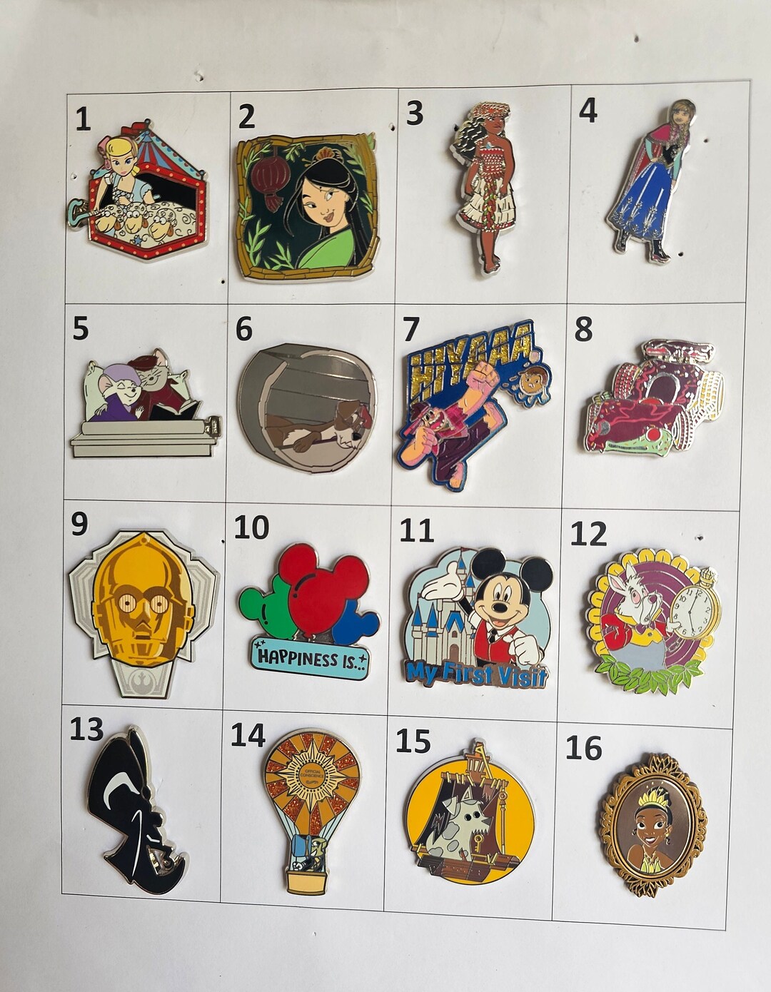 Disney Pin Anna Mulan Jafar Ralph Cheshire Tiana Bo Peep Star Wars ...