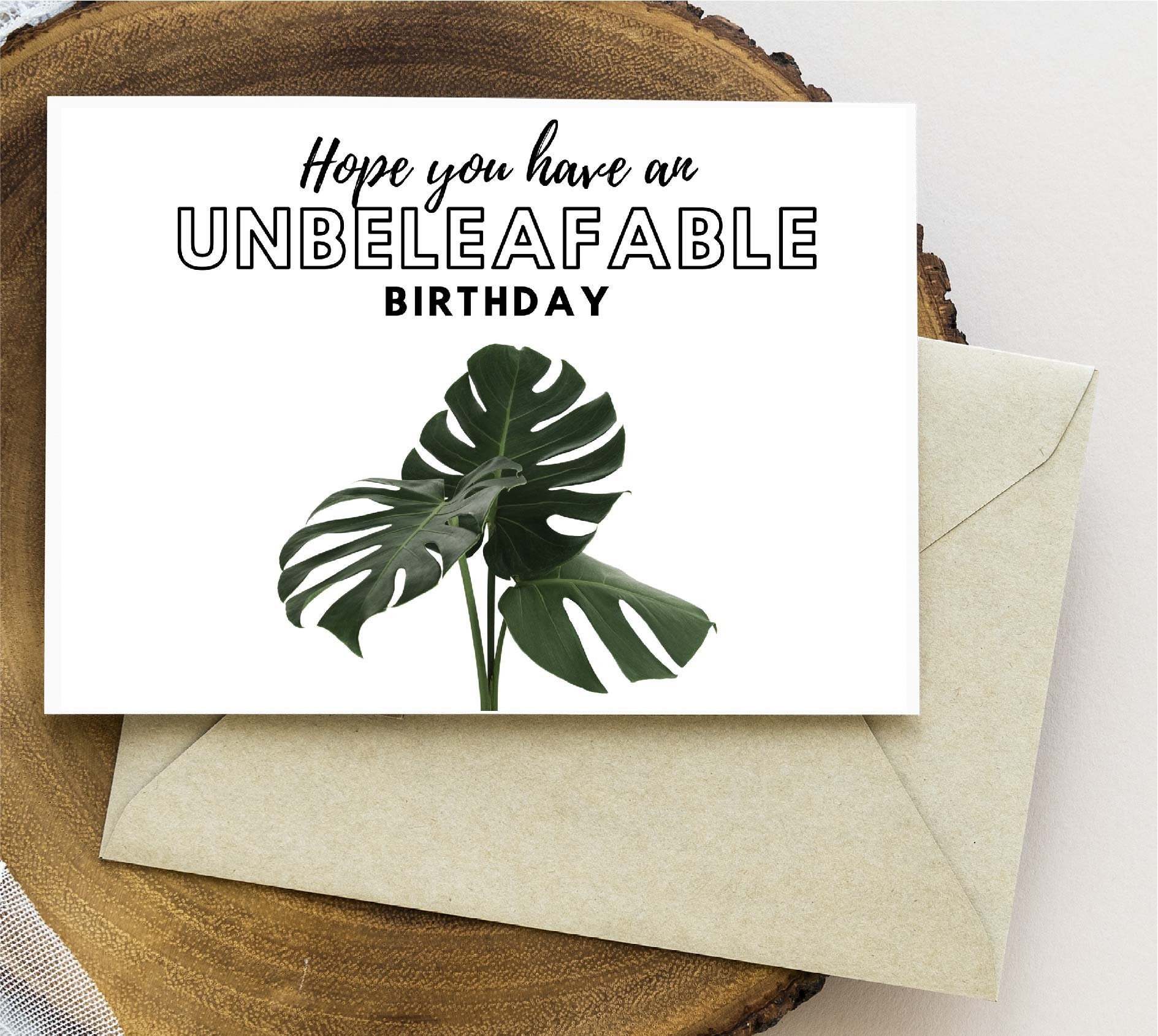 Happy Birthday Plant Printable Card | Monstera Leaf Birthday Day Card ...