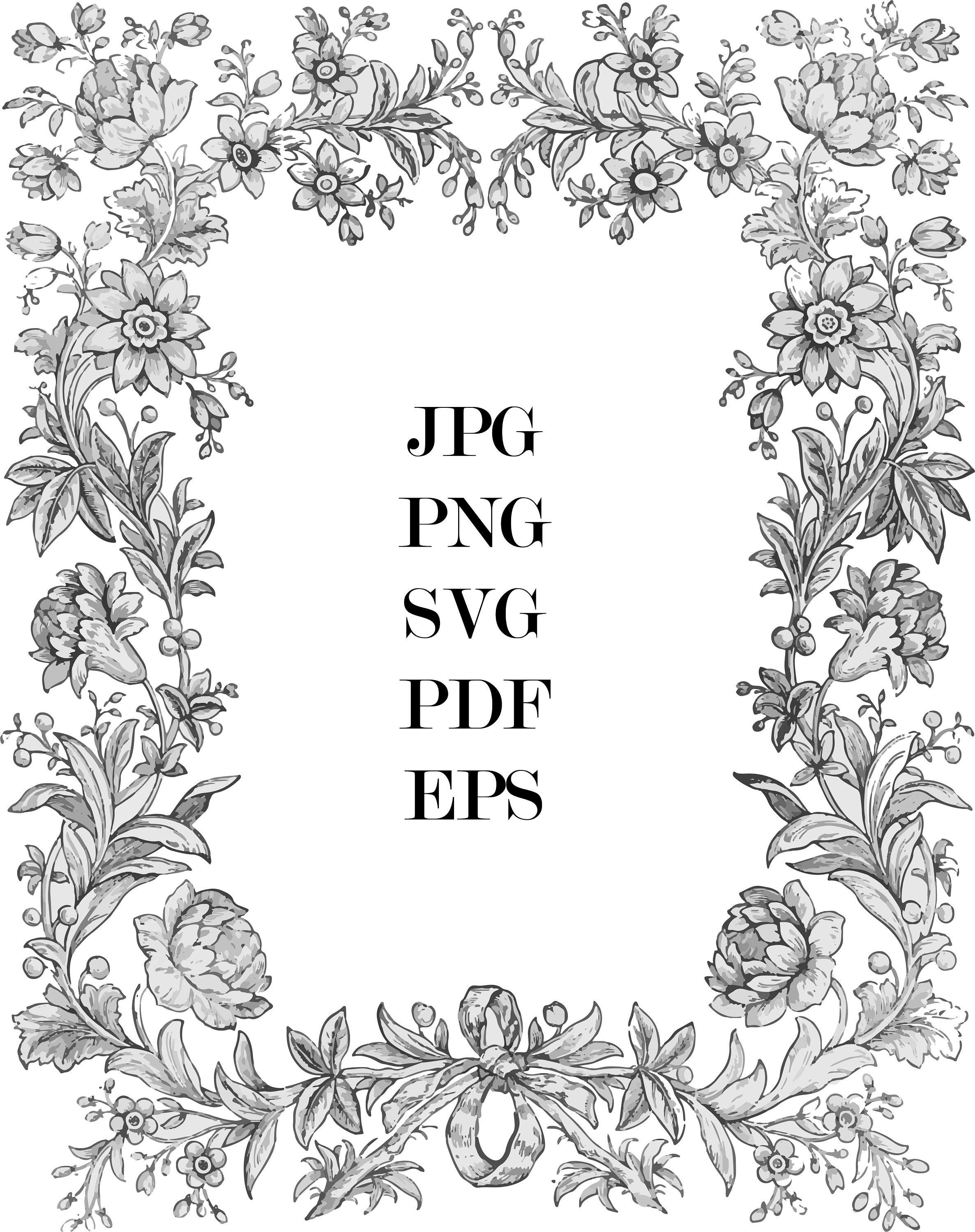 Embellishments Flower Border Floral Pattern SVG Floral Ornamental ...