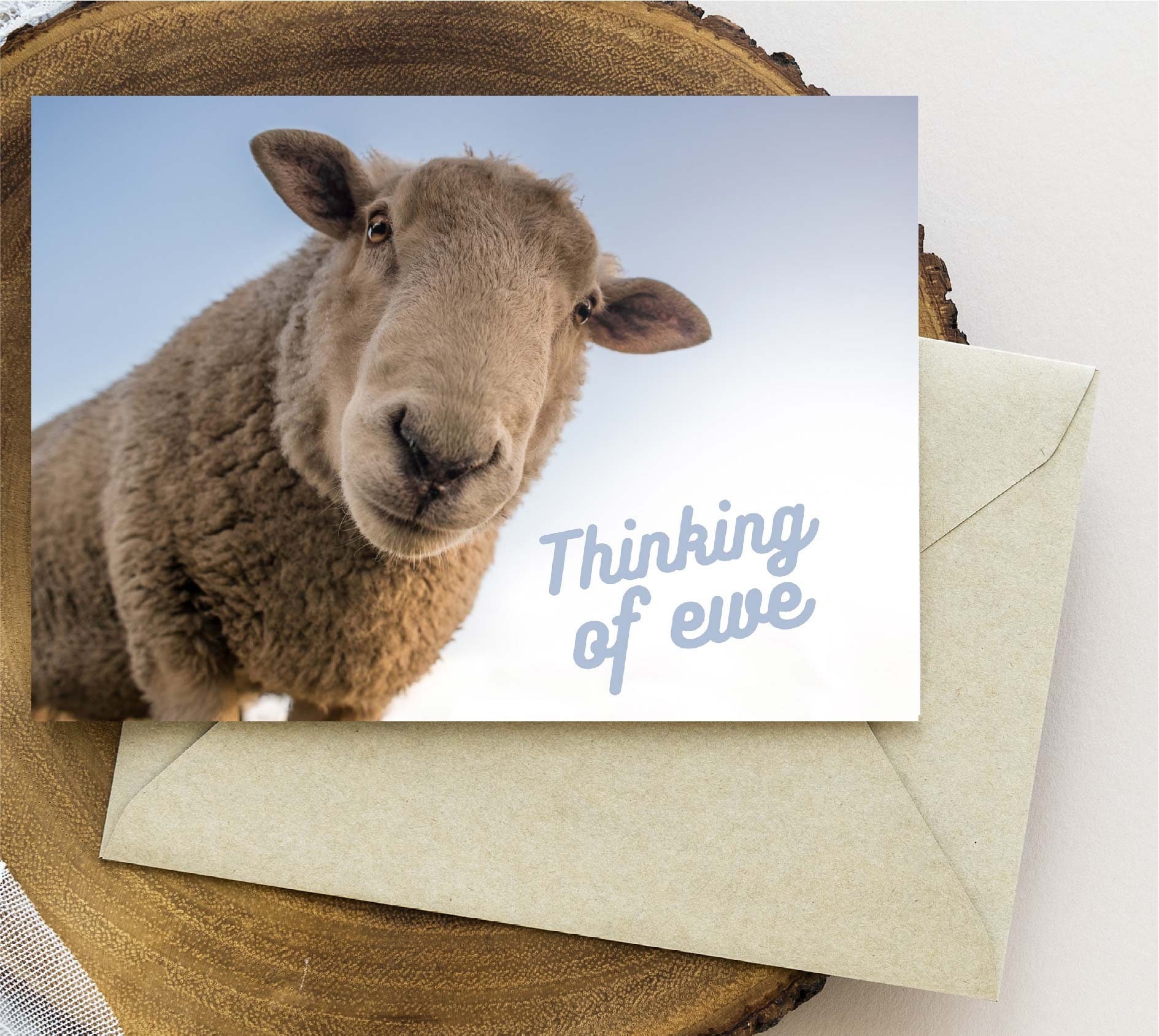 Thinking of Ewe Digital Printable Card, Pun Thinking of You Card ...