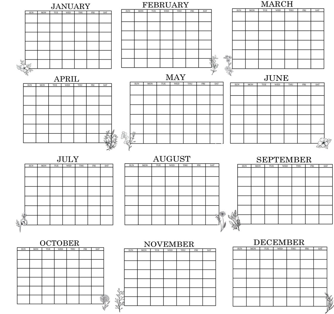 Calendrier SVG, Calendrier Mensuel SVG Cut fichier, Calendrier PNG File ...