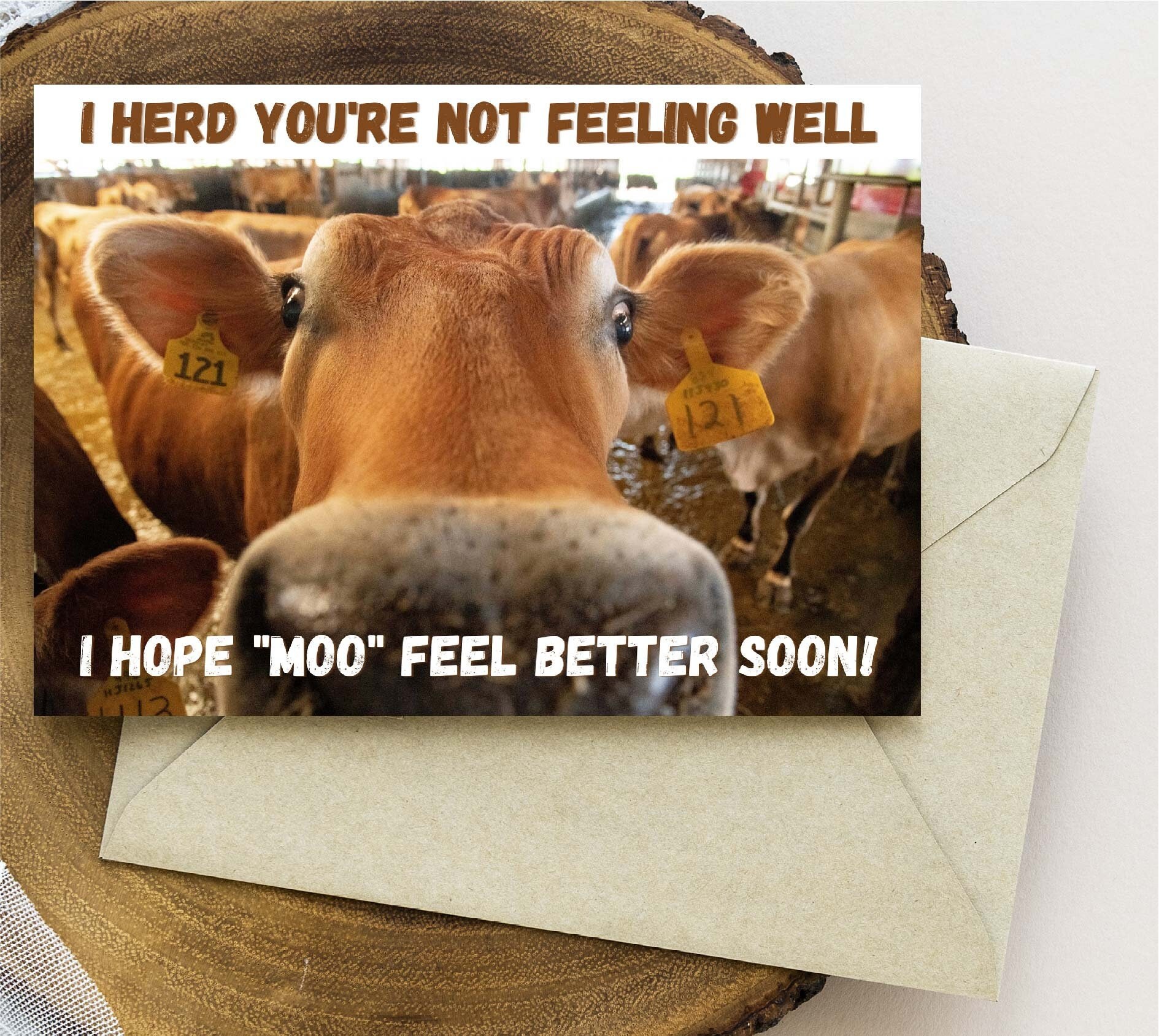Animal Pun Printable Get Well Soon Card, Cow Funny Get Well Soon Card ...