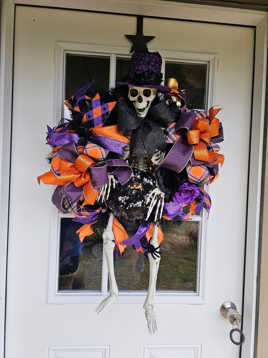 Skeleton Wreath, Mesh Wreath, Halloween Decor - Etsy