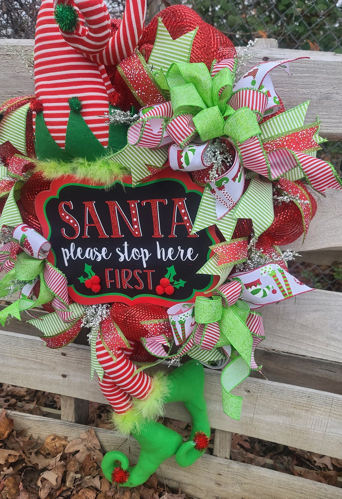 Elf Wreath, Christmas Elf, Whimsical Christmas - Etsy