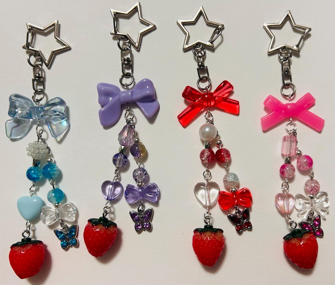 Strawberry Keychain - Strawberry Keyrings - Kawaii Keychains - Etsy