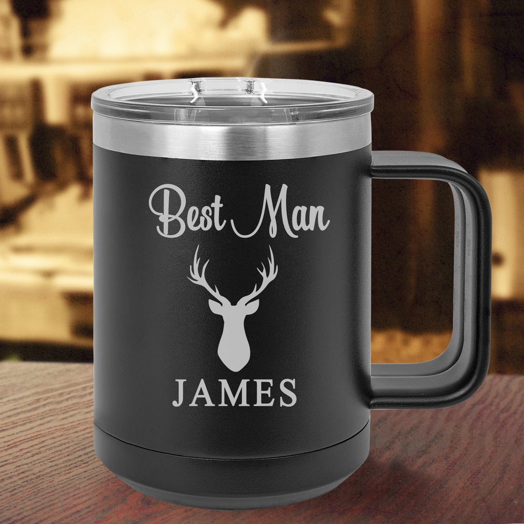 Personalized Stag Head Monogram Groomsman Coffee Mug, Insulated ...
