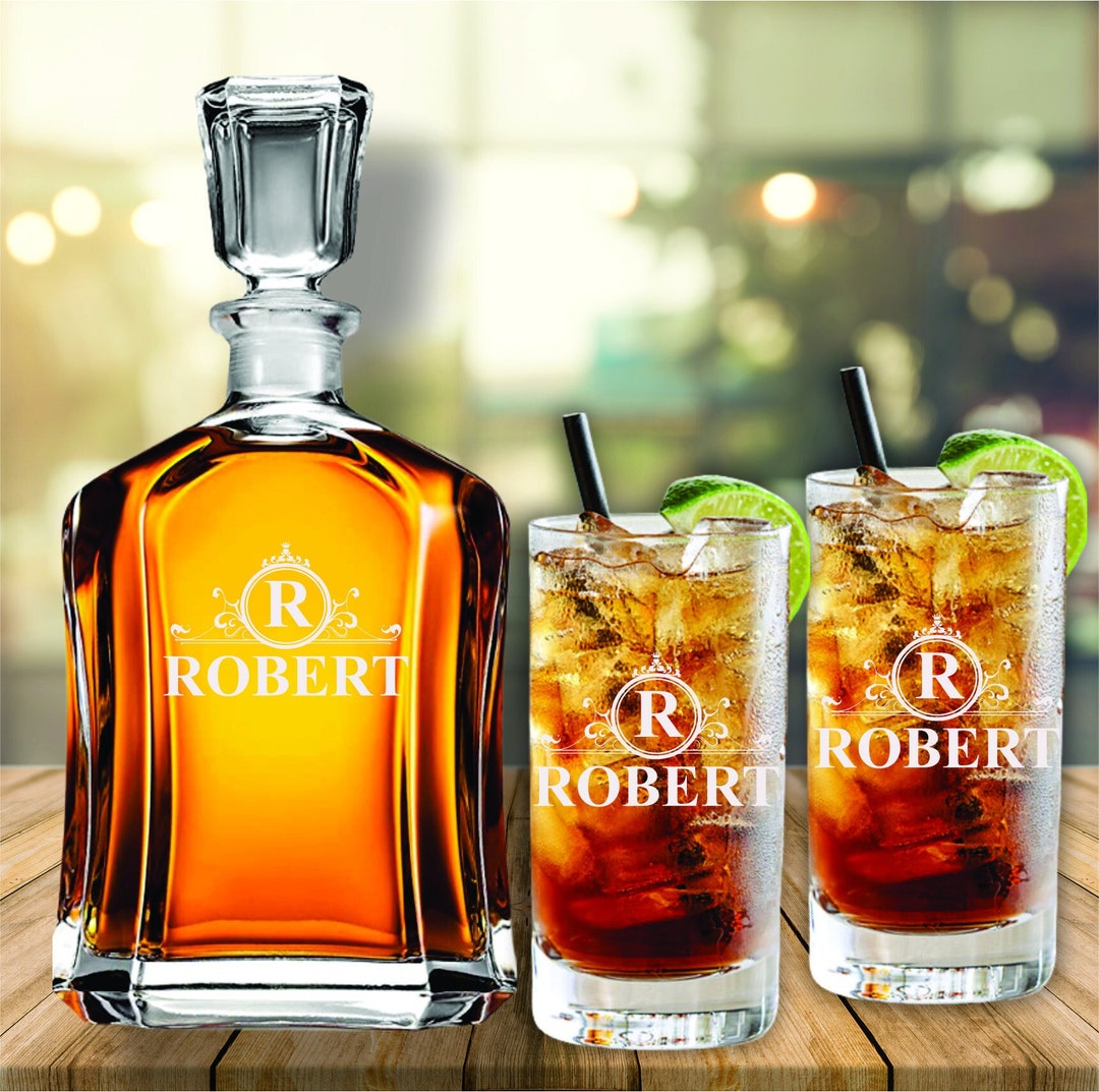 Vodka Decanter Set, Custom Highball Bourbon Glasses, Personalized ...