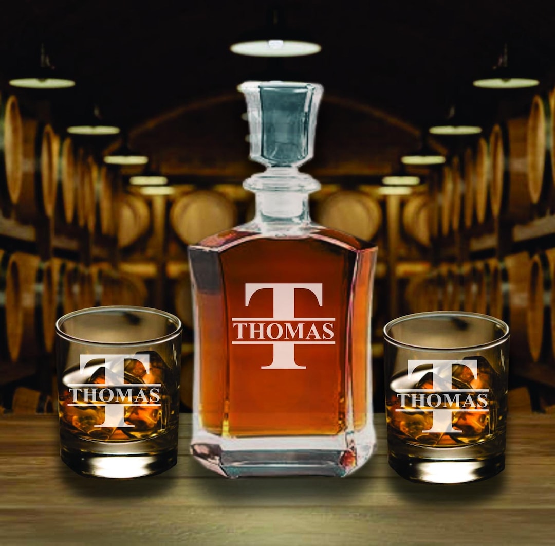 Engraved Whiskey Decanter Set - Custom Whiskey Glass - Personalized ...