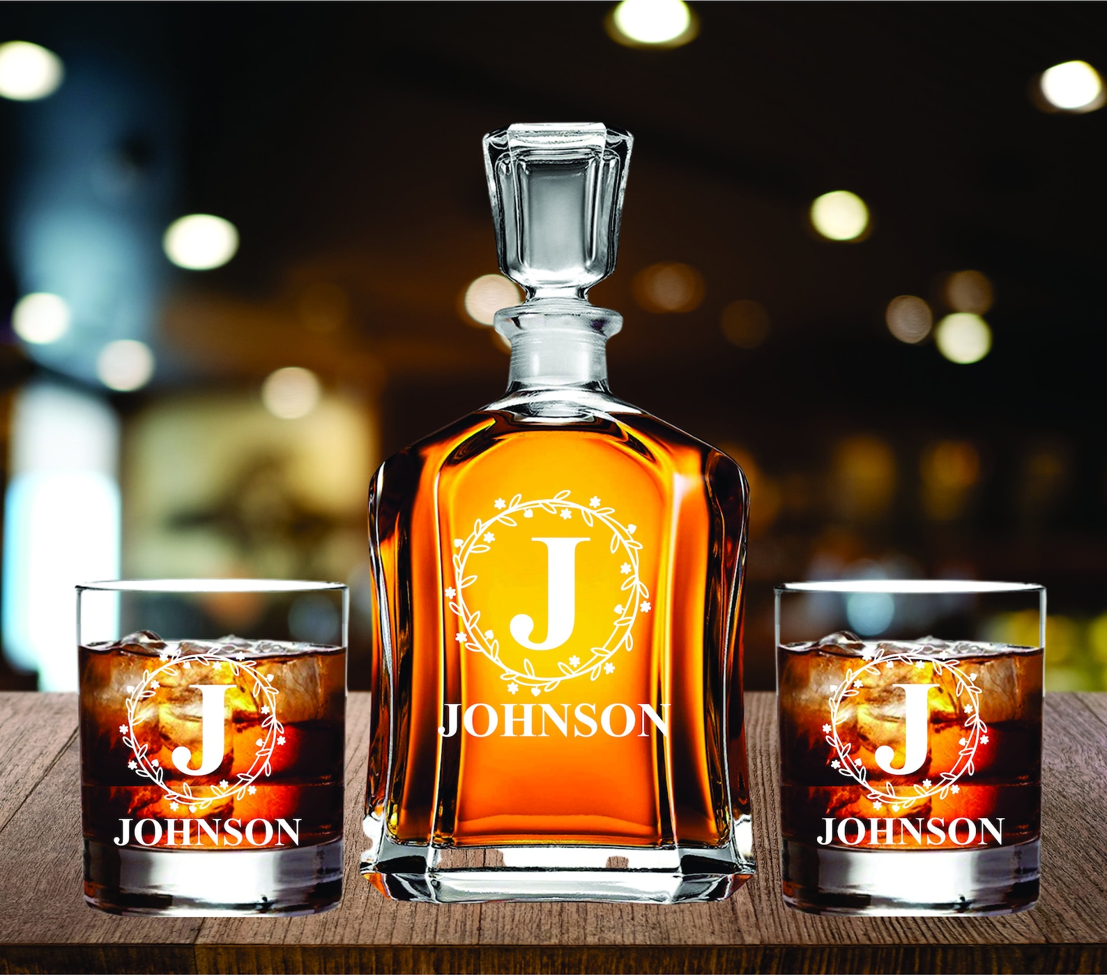 Decanter Set Personalized Monogram Whiskey Decanter Gift Set ...