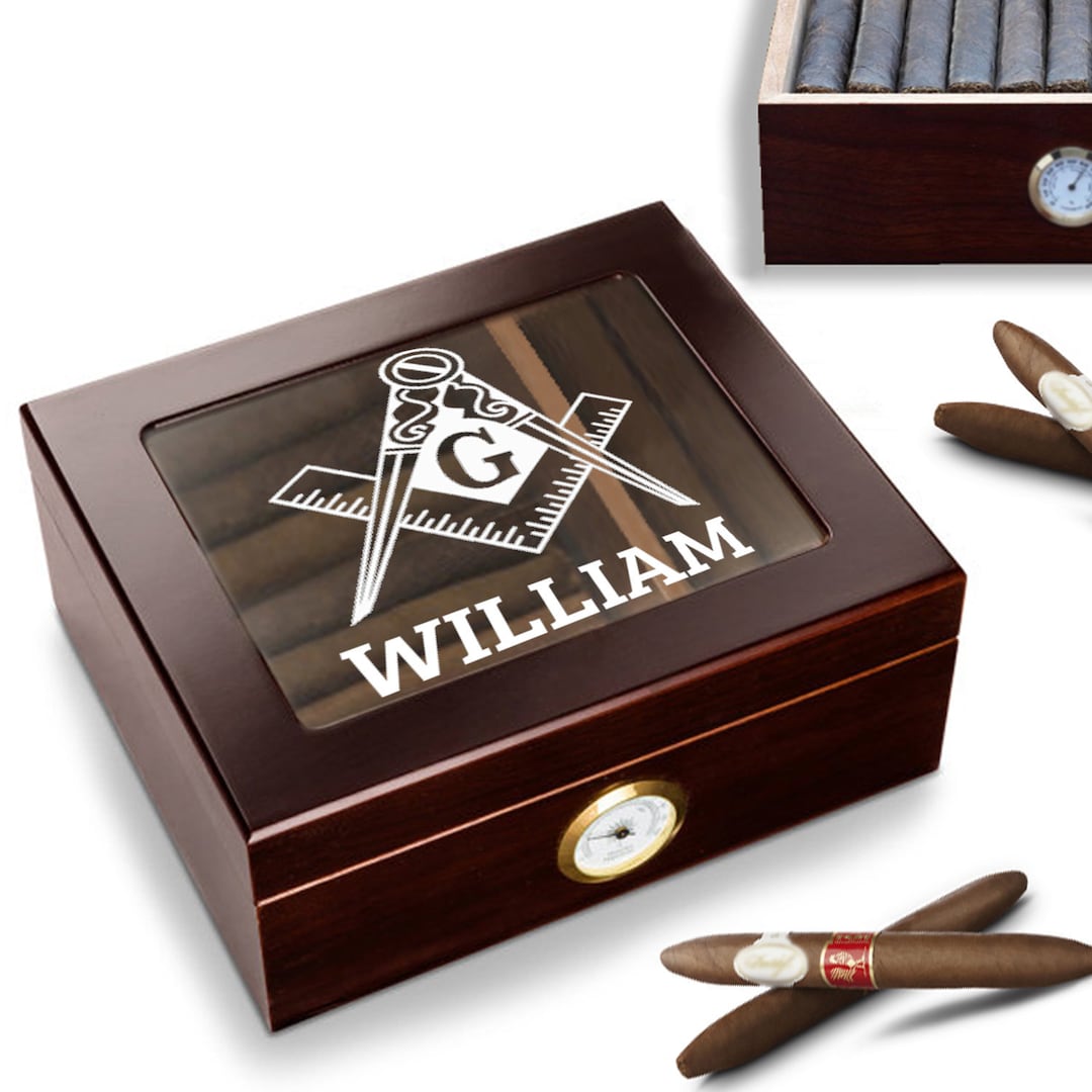 Personalized Free Mason Cigar Humidor Box Gift - Masons Cigar Humidor ...