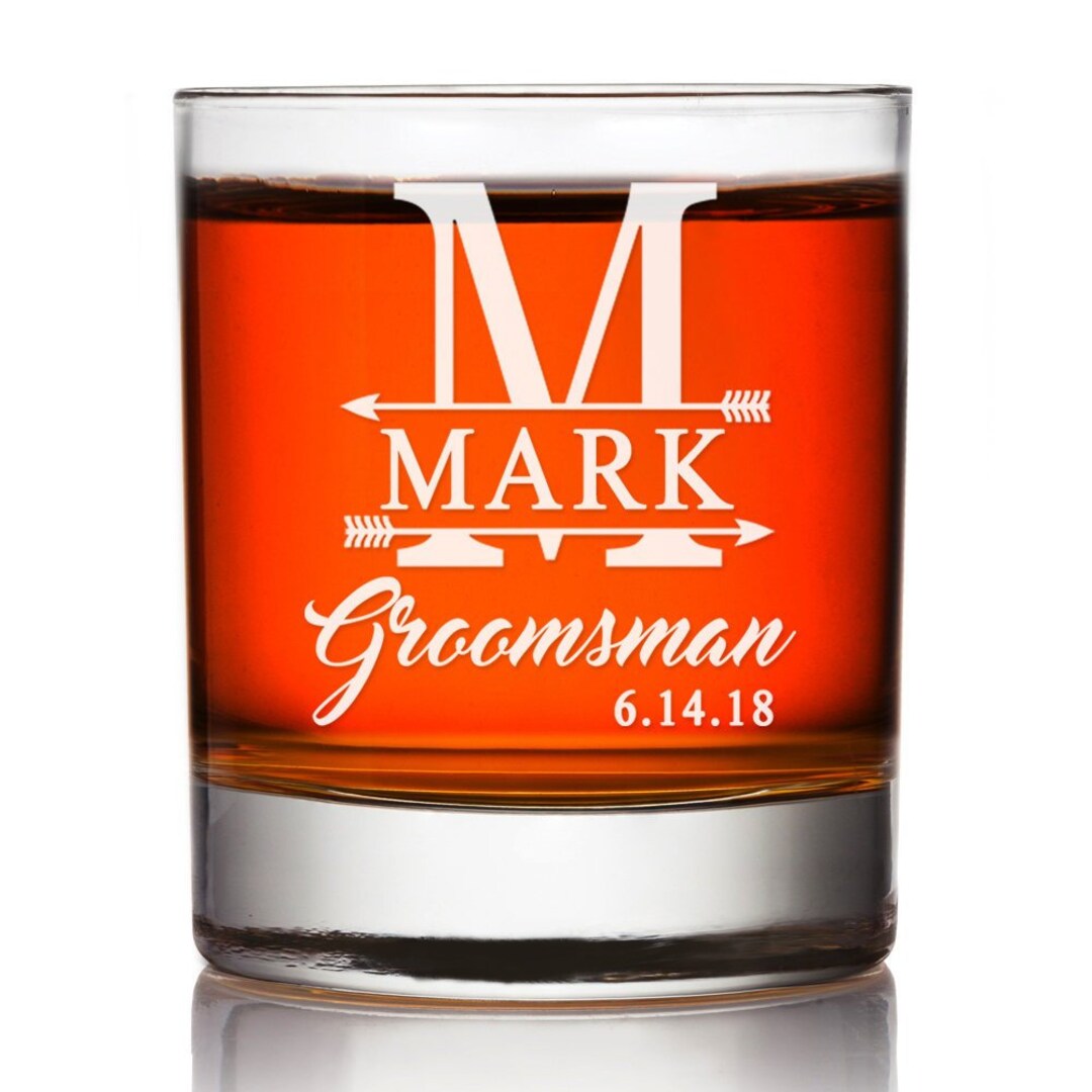 Custom Split Monogram Groomsman Whiskey Glasses , Personalized ...