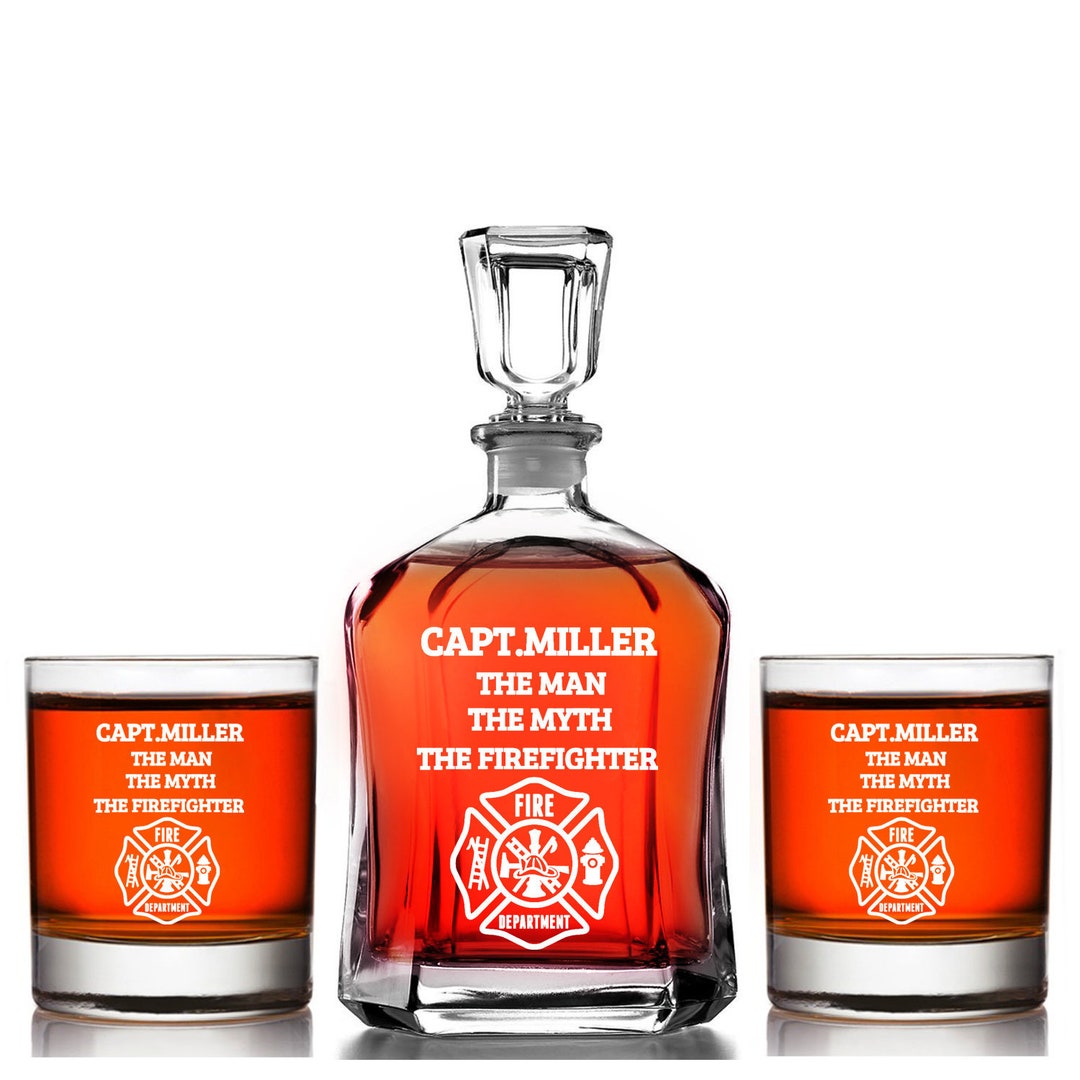 Fireman Personalized Whiskey Decanter Gift Set, FDNY Scotch Decanter ...