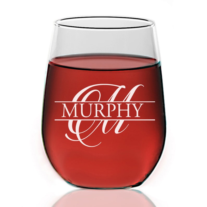 Personalized Monogram Stemless Wine Glass Engraved Wine Etsy