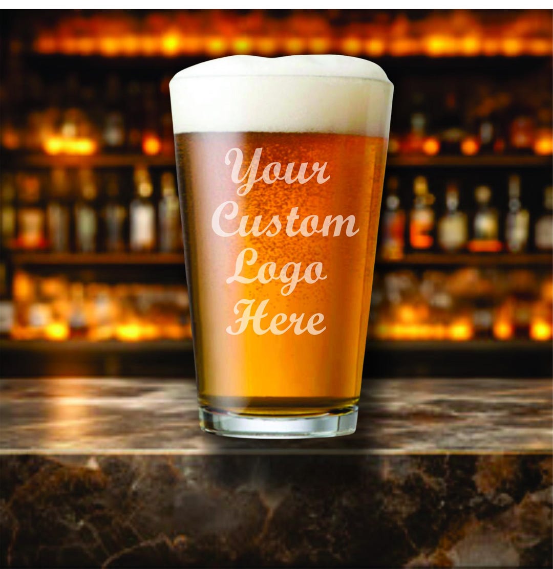 Custom Logo Pint Beer Glasses, Personalized Engraved Glass Corporate ...