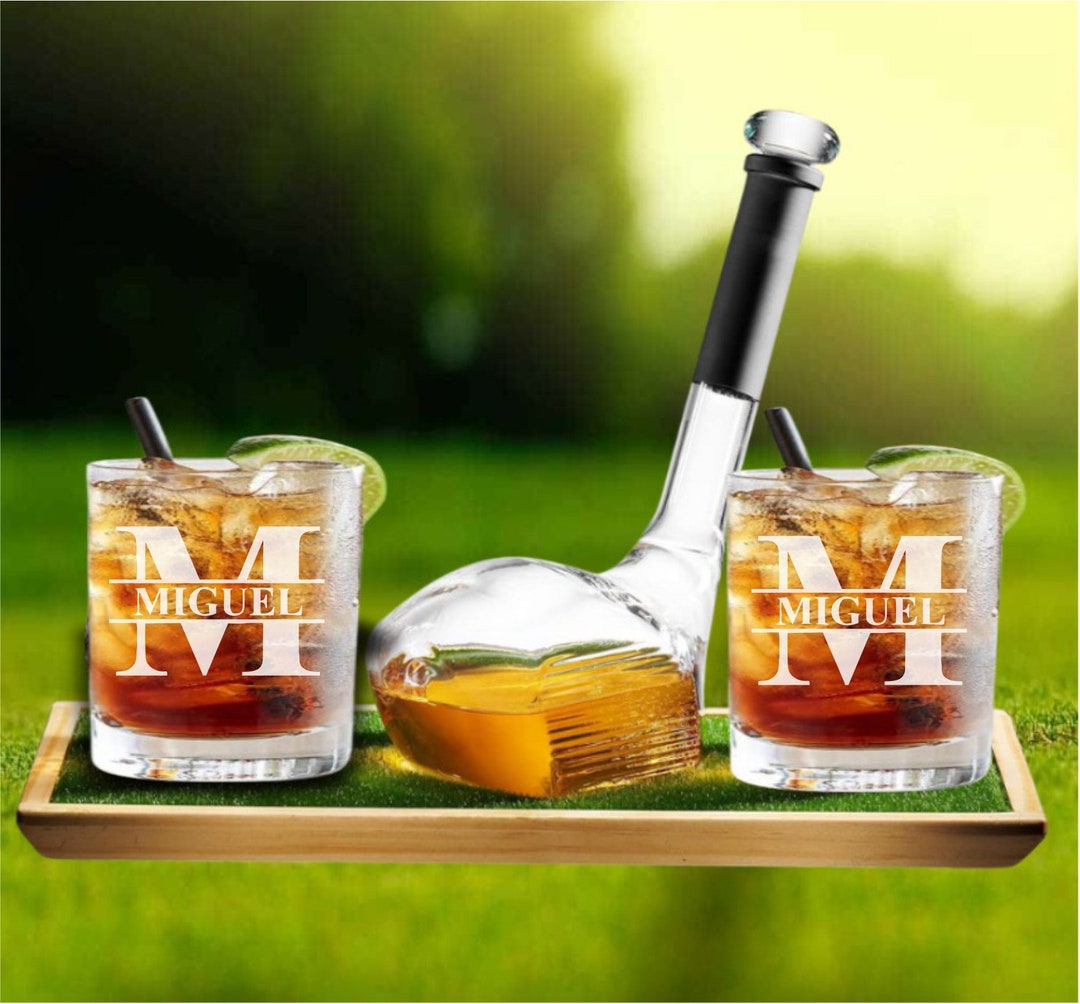 Personalized Golf Club Whiskey Decanter T Set Custom Engraved