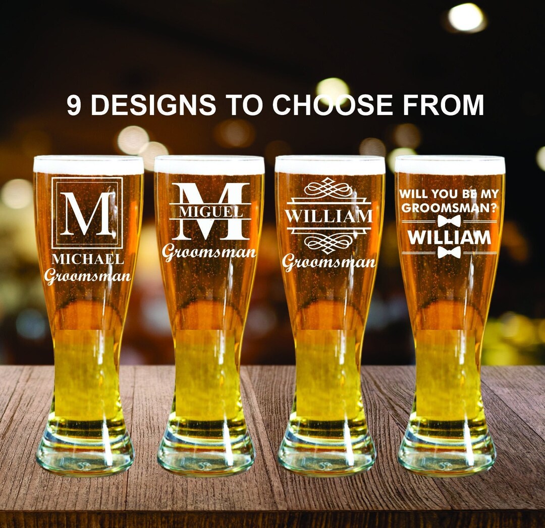 Pilsner Beer Groomsmen Bachelor Party Glass, Beer Glass Gift, Groomsmen ...