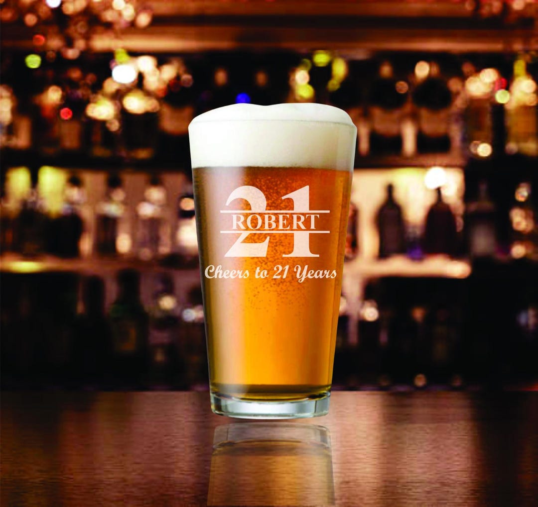 4 Pc Set 21st Birthday Pint Glass Beer Gift - Personalized Beer Glasses ...
