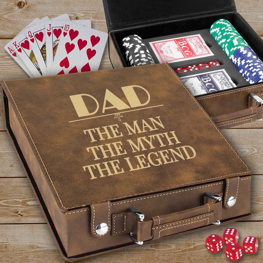 Custom Poker Gift Set, Personalized Father's Day Poker Gift, Texas Hold ...