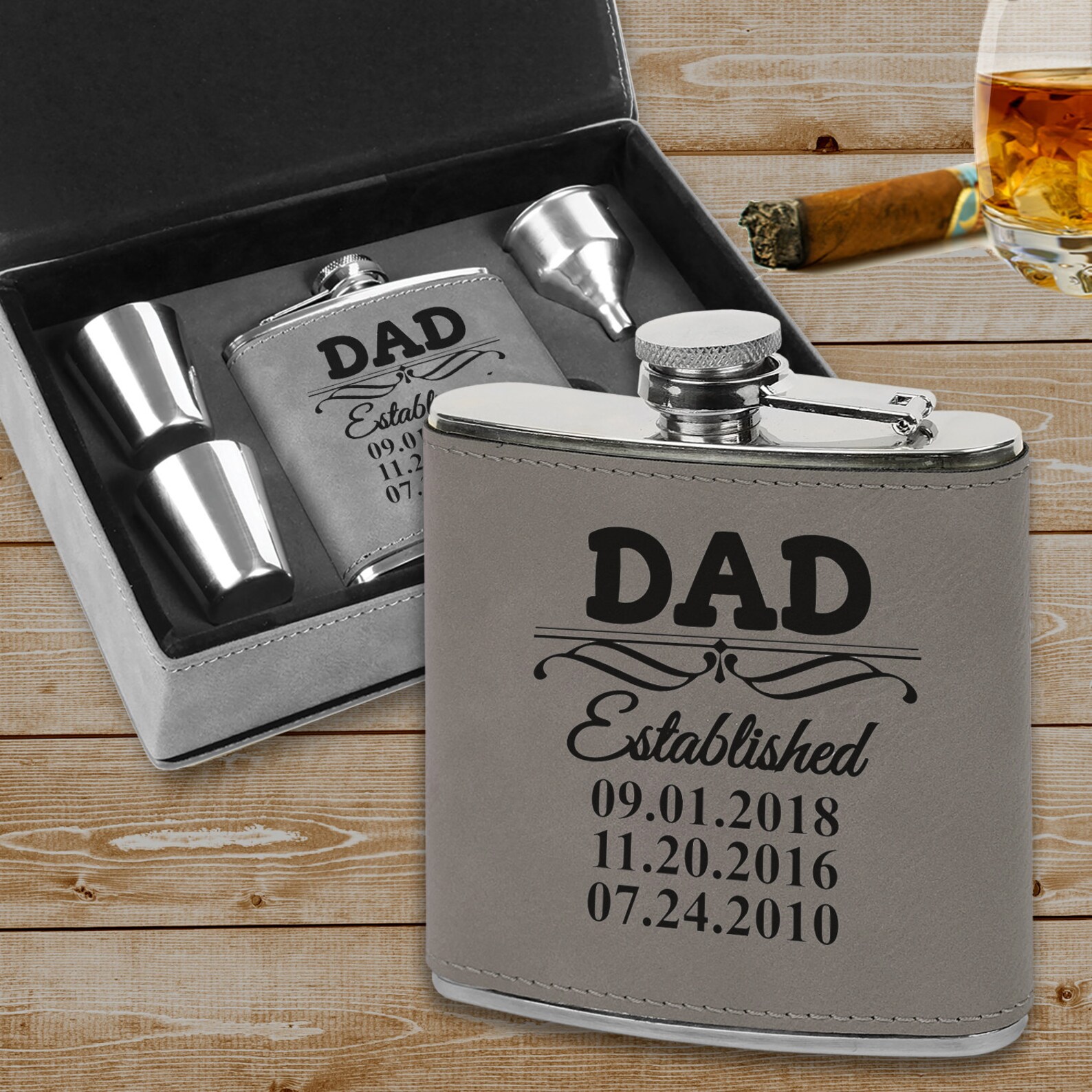 Custom Dad Family Tree Flask Father's Day Gift | Etsy