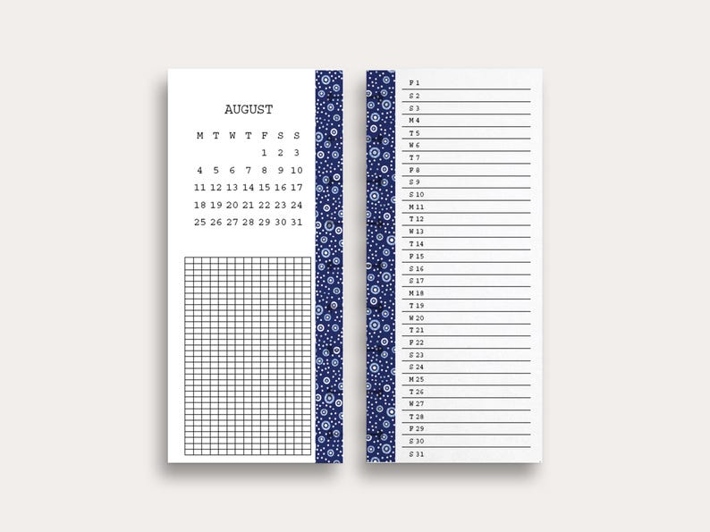 Editable Monthly Planner Printable: Navy Blue, Skinny Mini & Classic ...