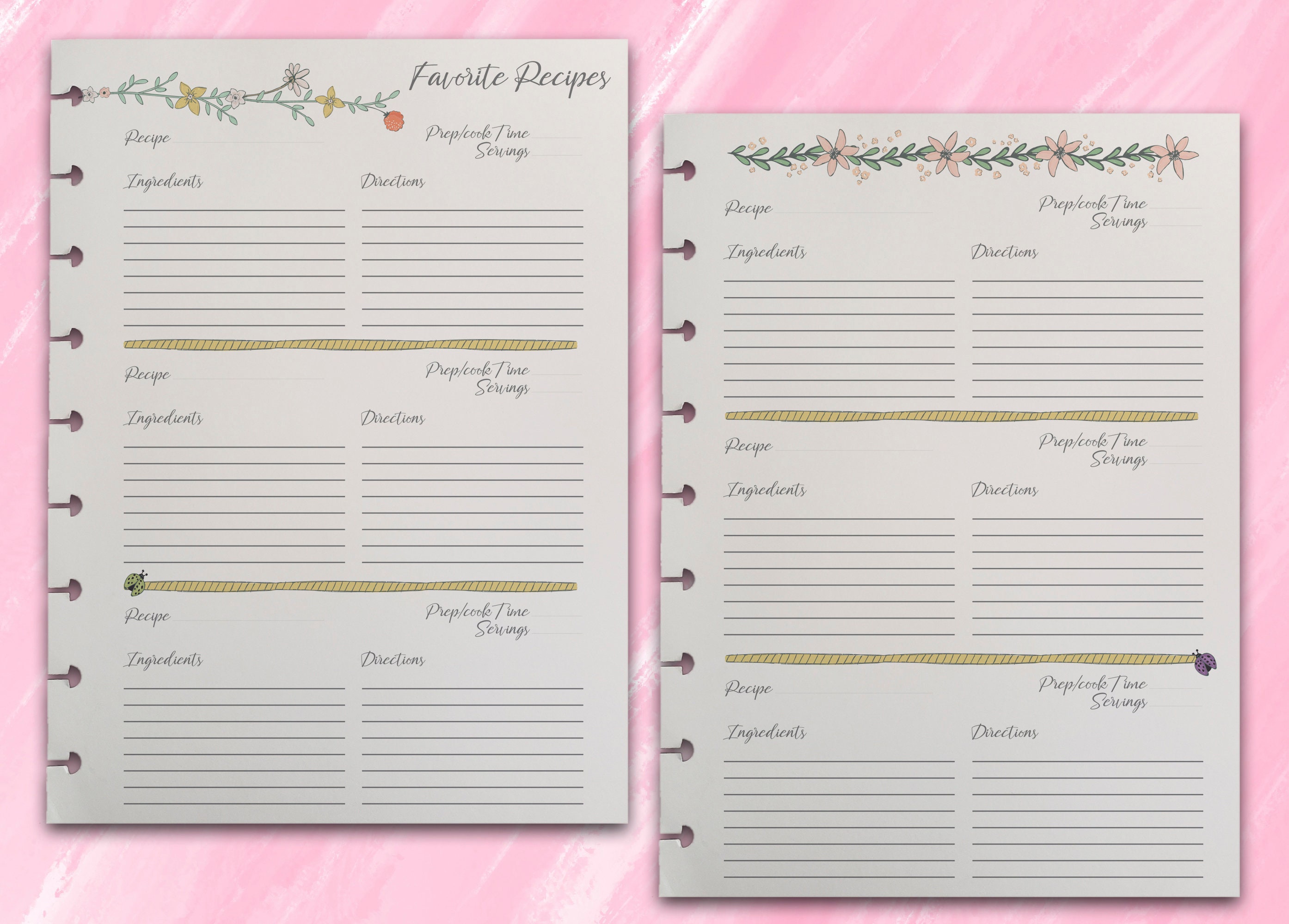 Planner Printables | Recipes Inserts | for the Happy Planner Classic ...